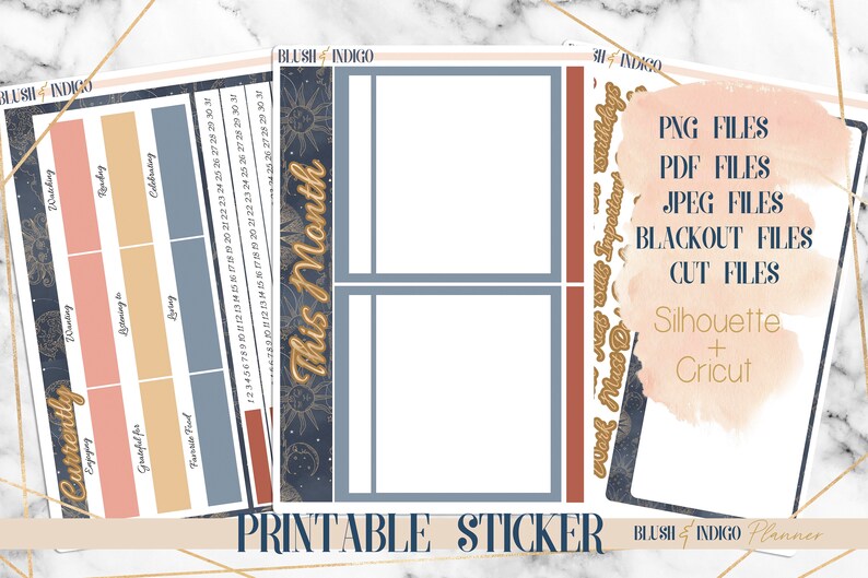 Celestial Printable Notes Page Dashboard Page Kit Planner | Etsy