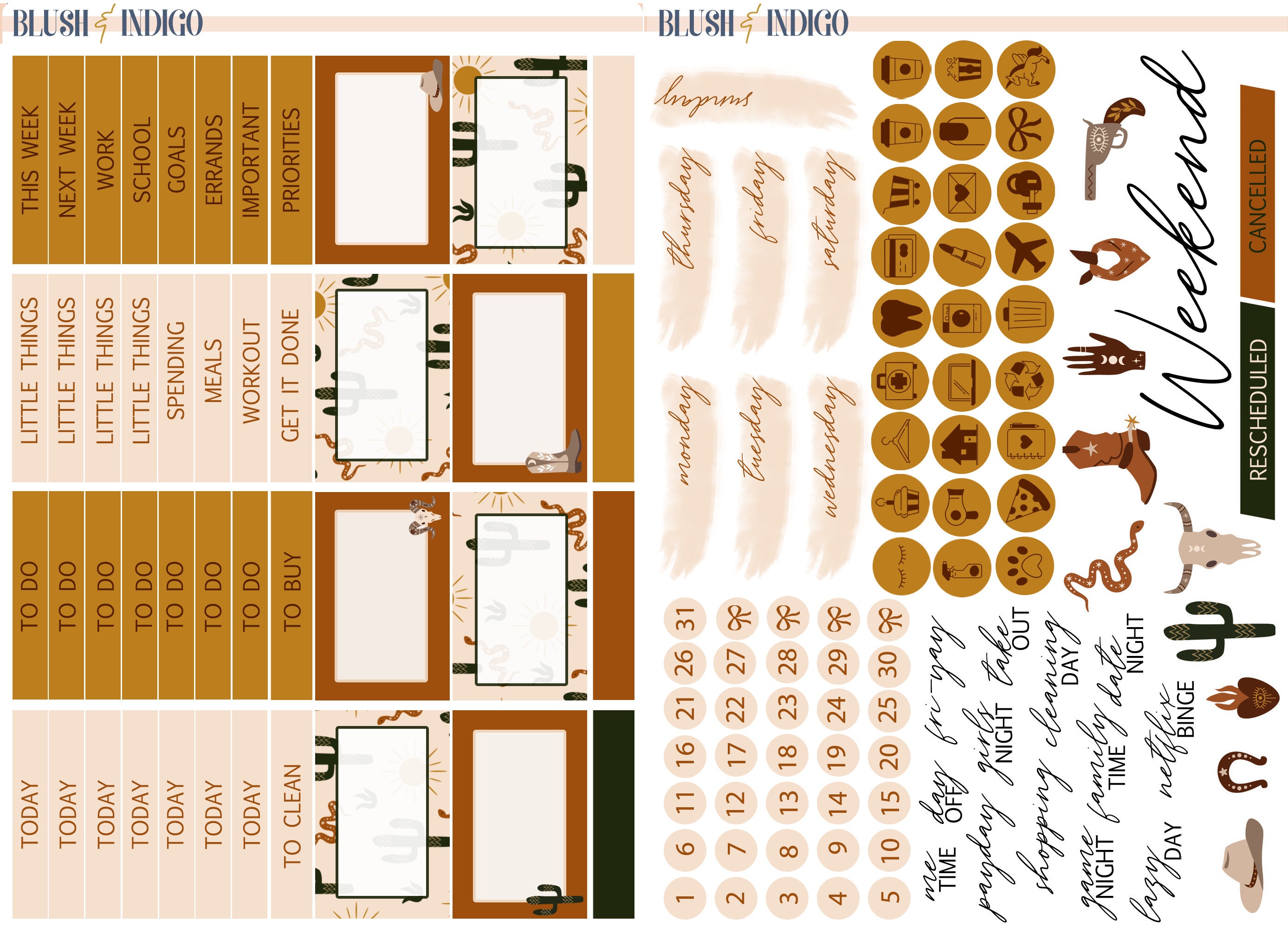 Wild West Printable Planner Stickers Printable Weekly | Etsy
