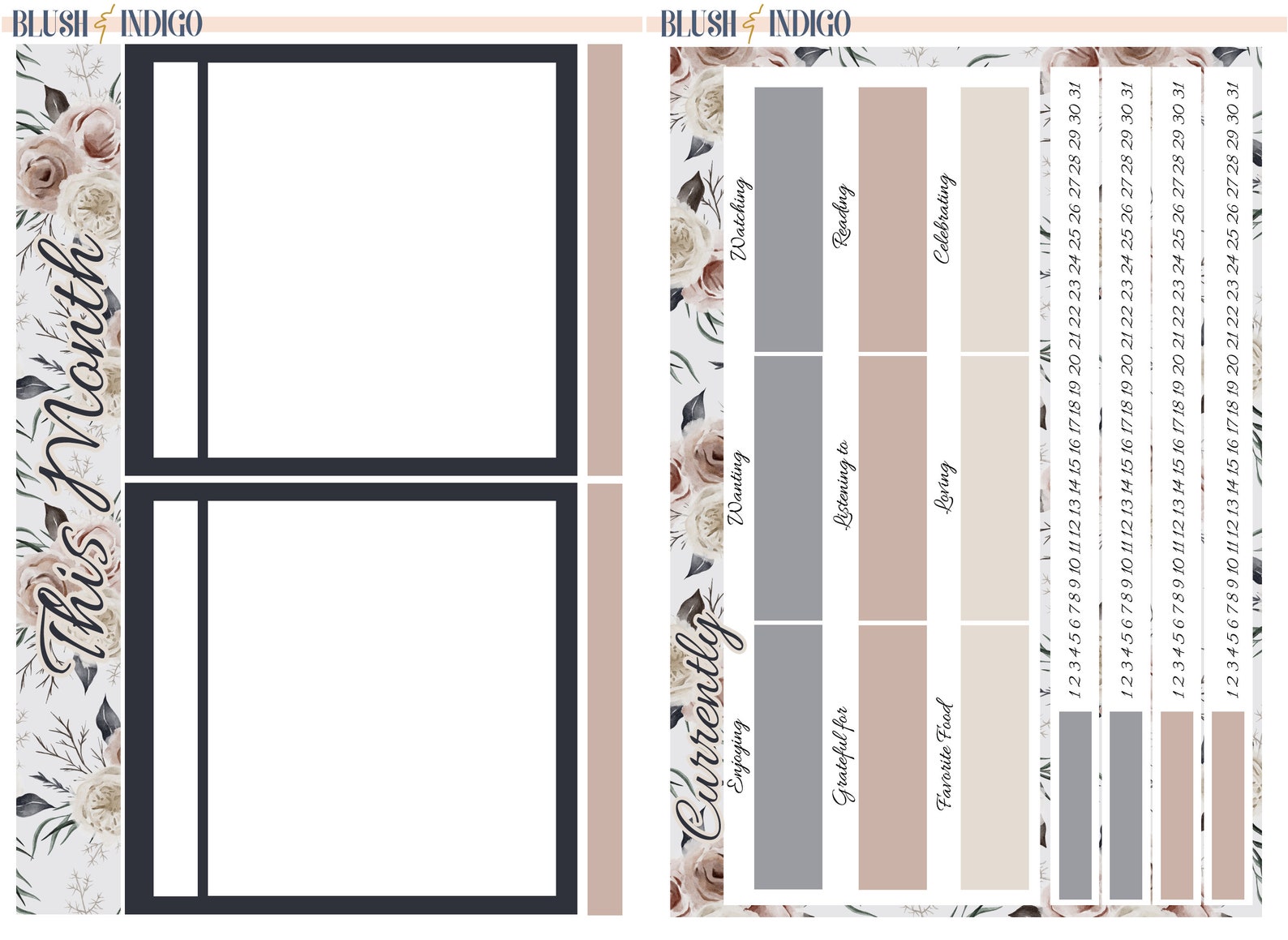 Printable Monthly Notes Dashboard Page Kit Planner - Etsy