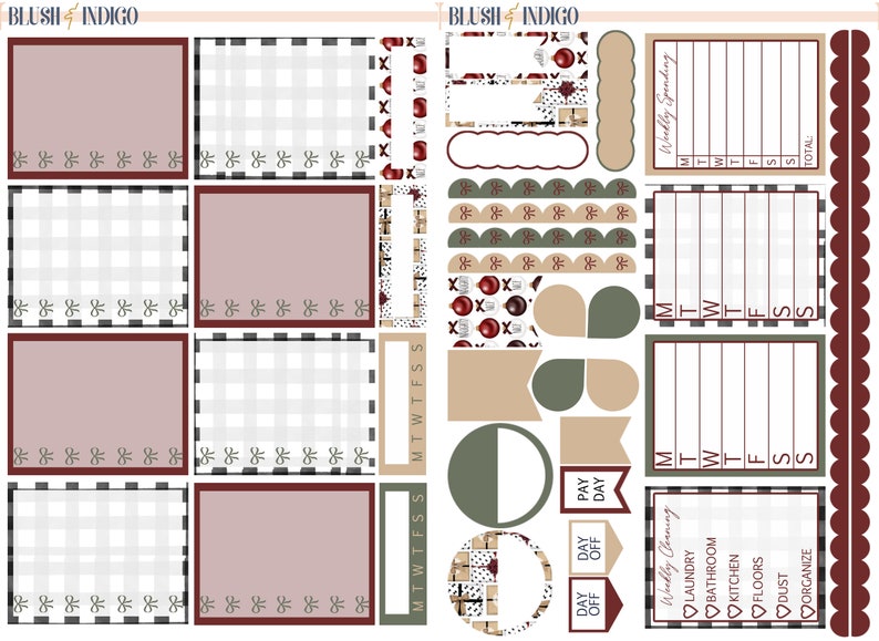 Farmhouse Christmas Printable Planner Stickers Weekly Sticker | Etsy