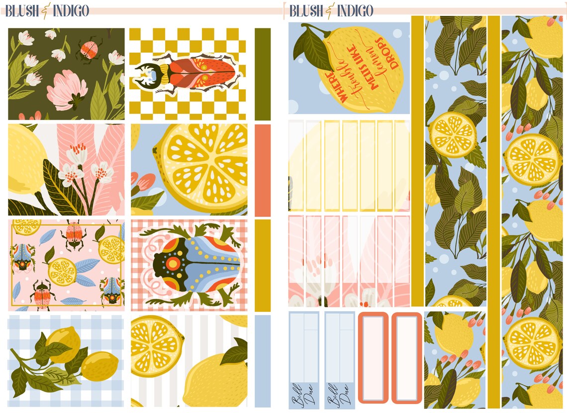 Lemon Blossom Summer Printable Planner Stickers, Printable Weekly ...