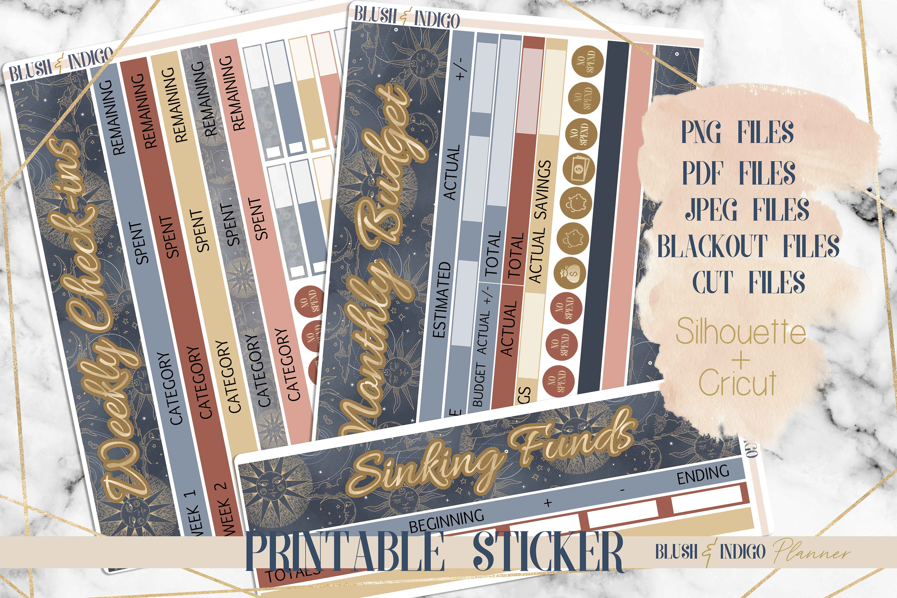 Celestial Printable Budget Sticker Kit | Planner Stickers (for Erin ...