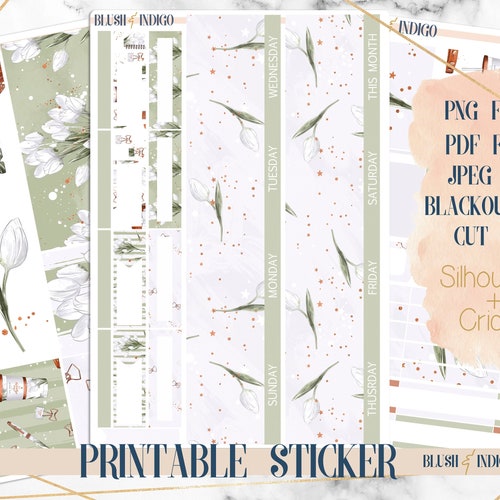 Spring Green Printable Planner Stickers Printable Weekly - Etsy