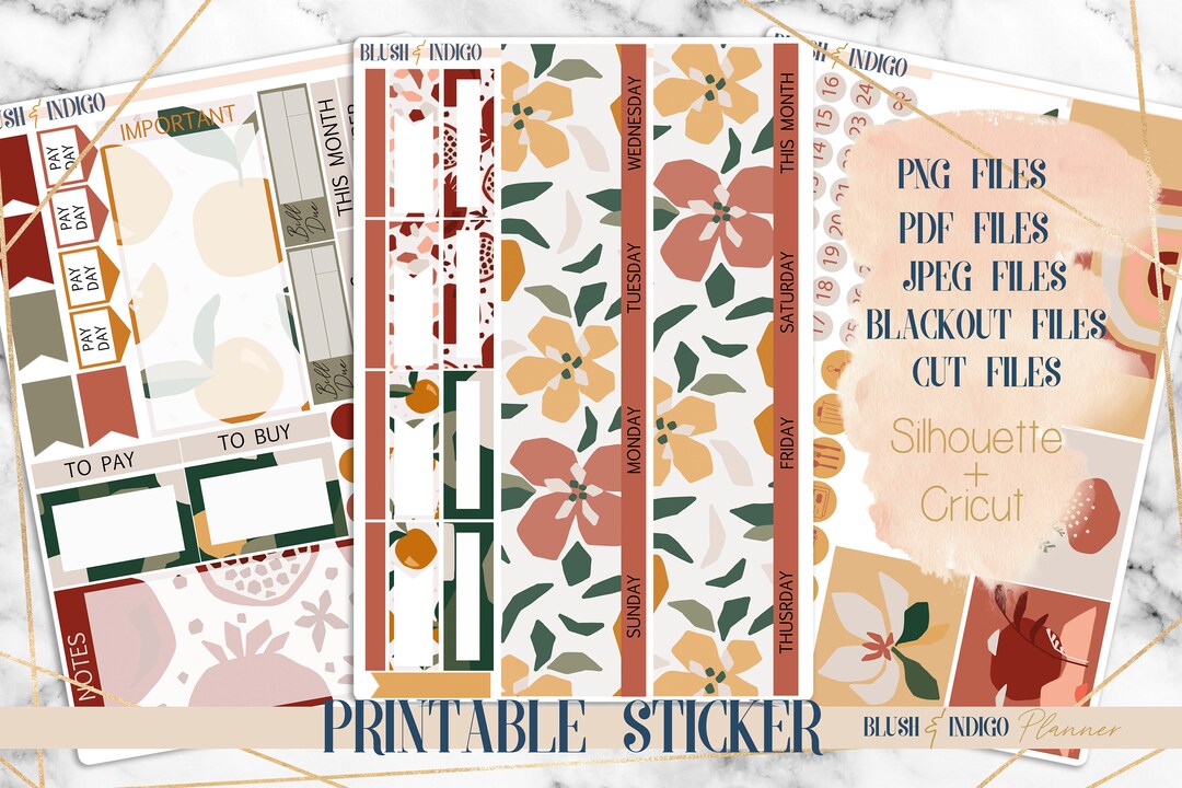 Valencia Printable Planner Stickers, Printable Monthly Stickers Kit ...