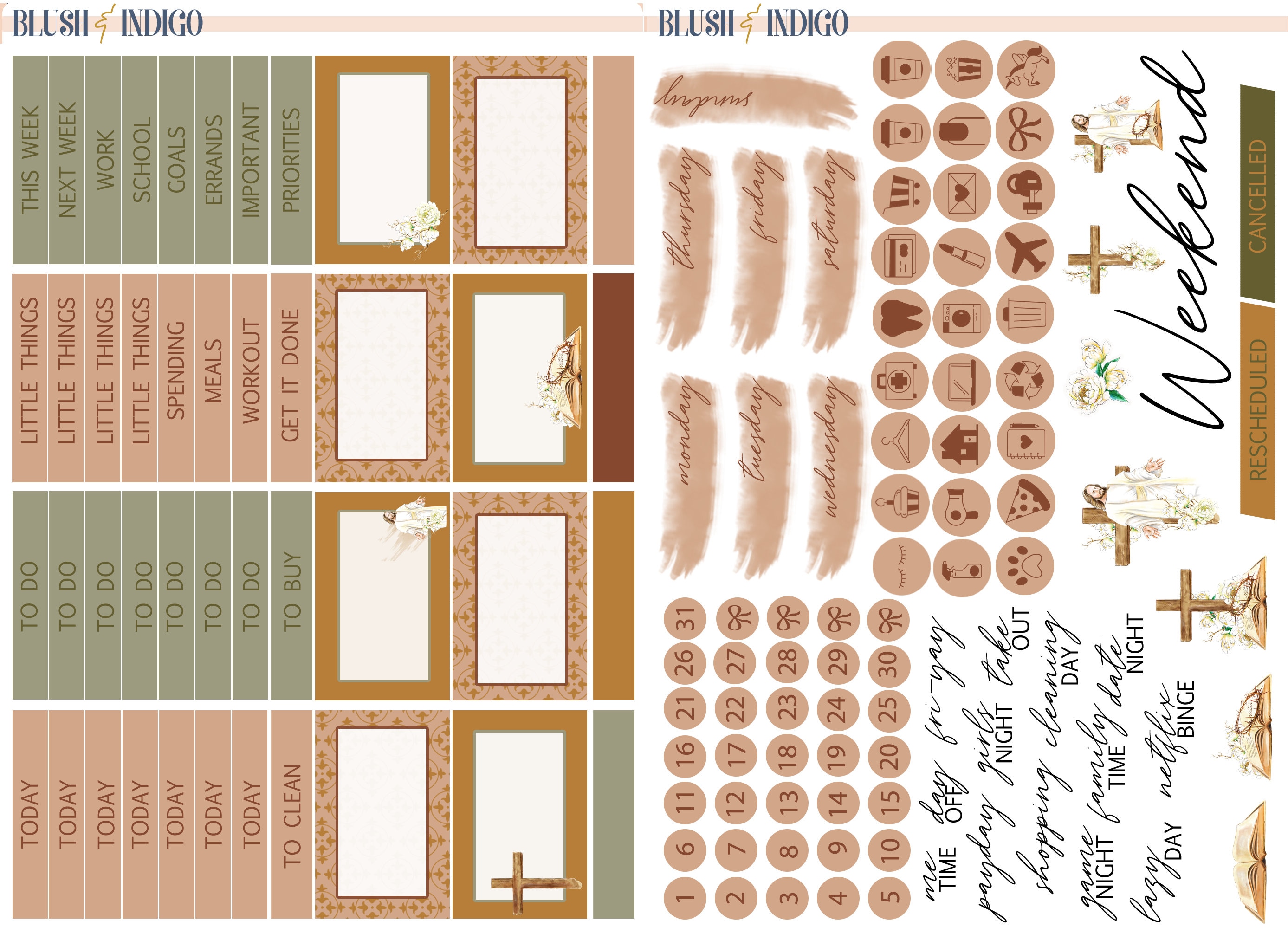 He is Risen Printable Planner Stickers, Weekly Printable Kit, Fits Erin ...