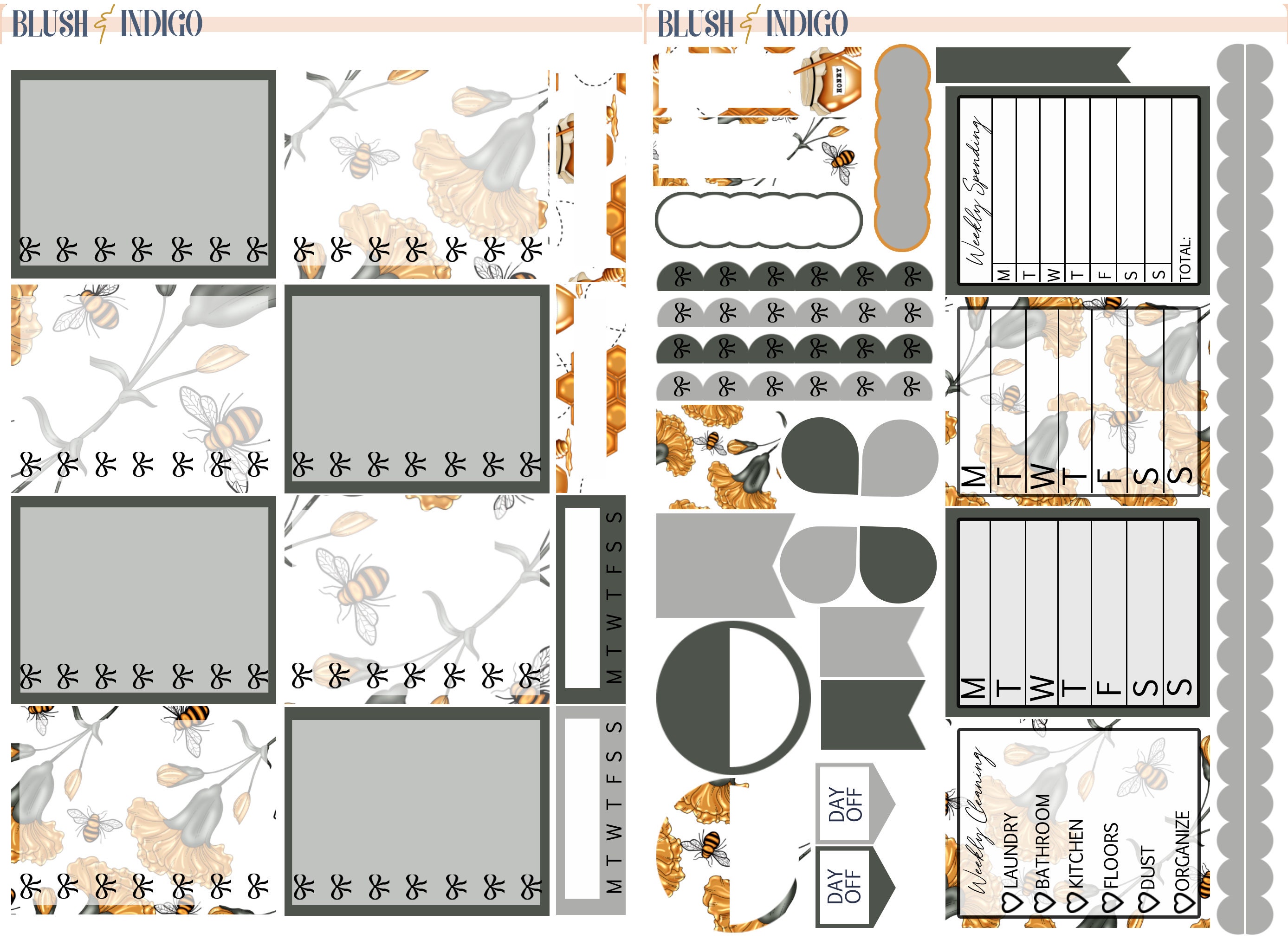 Honey Bee Printable Planner Stickers, Printable Weekly Stickers Kit ...