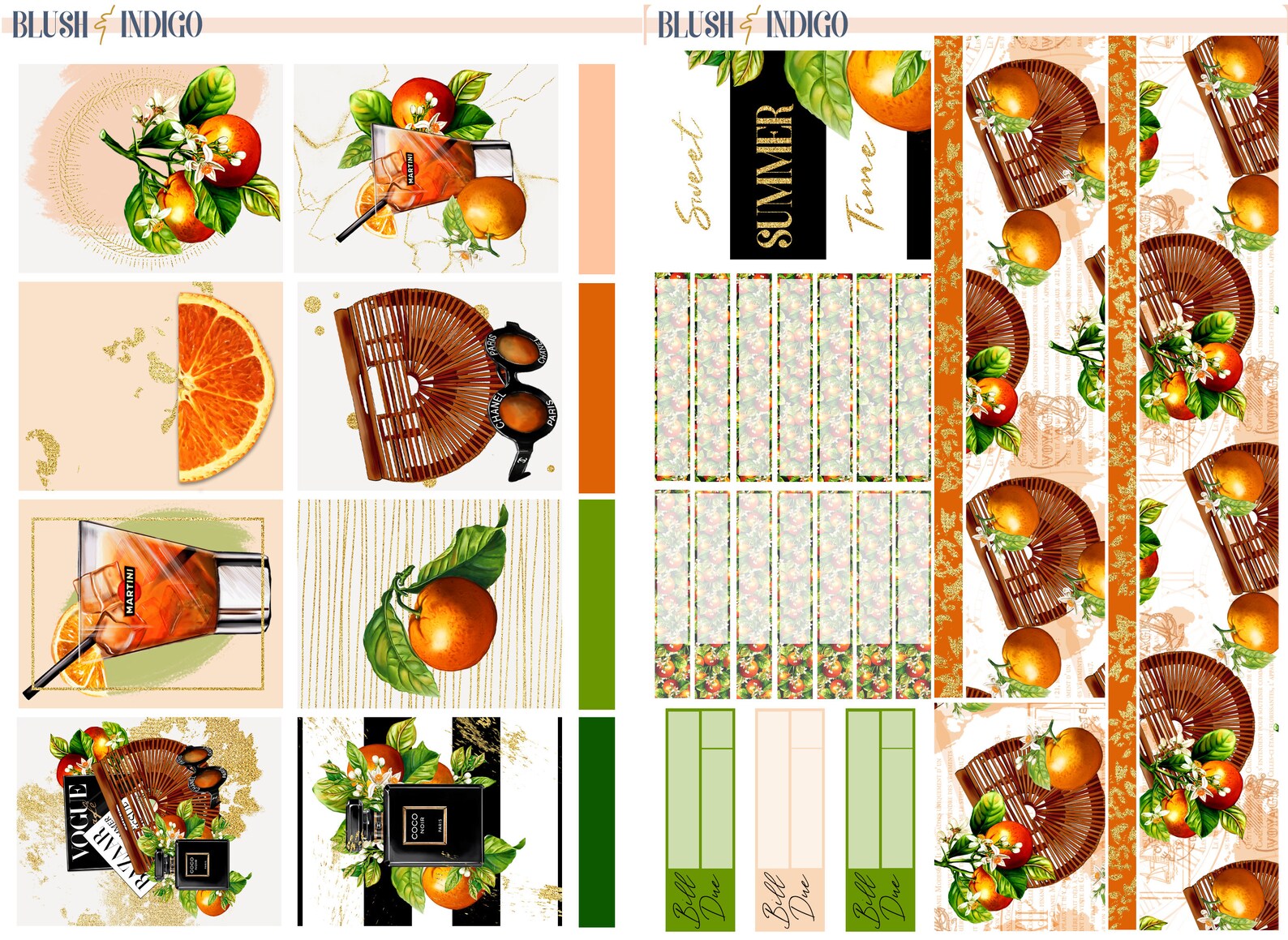 Summer Citrus Printable Planner Stickers, Printable Weekly Stickers Kit ...