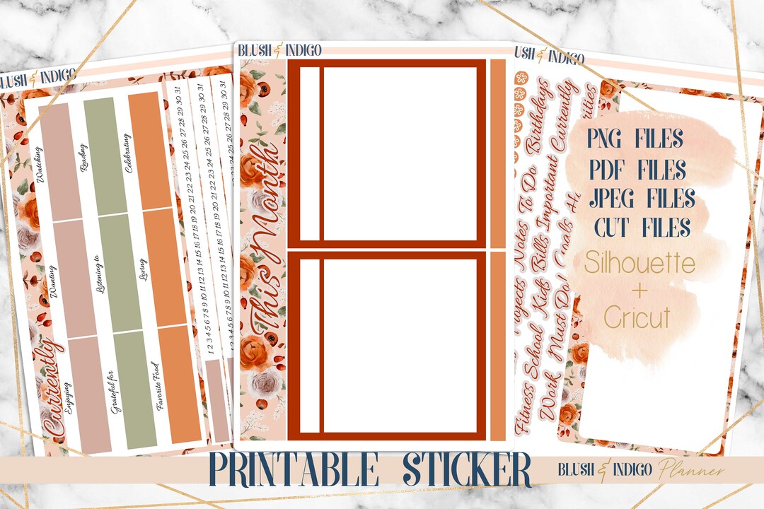 Printable Monthly Notes - Dashboard Page Kit | Planner Stickers (for ...