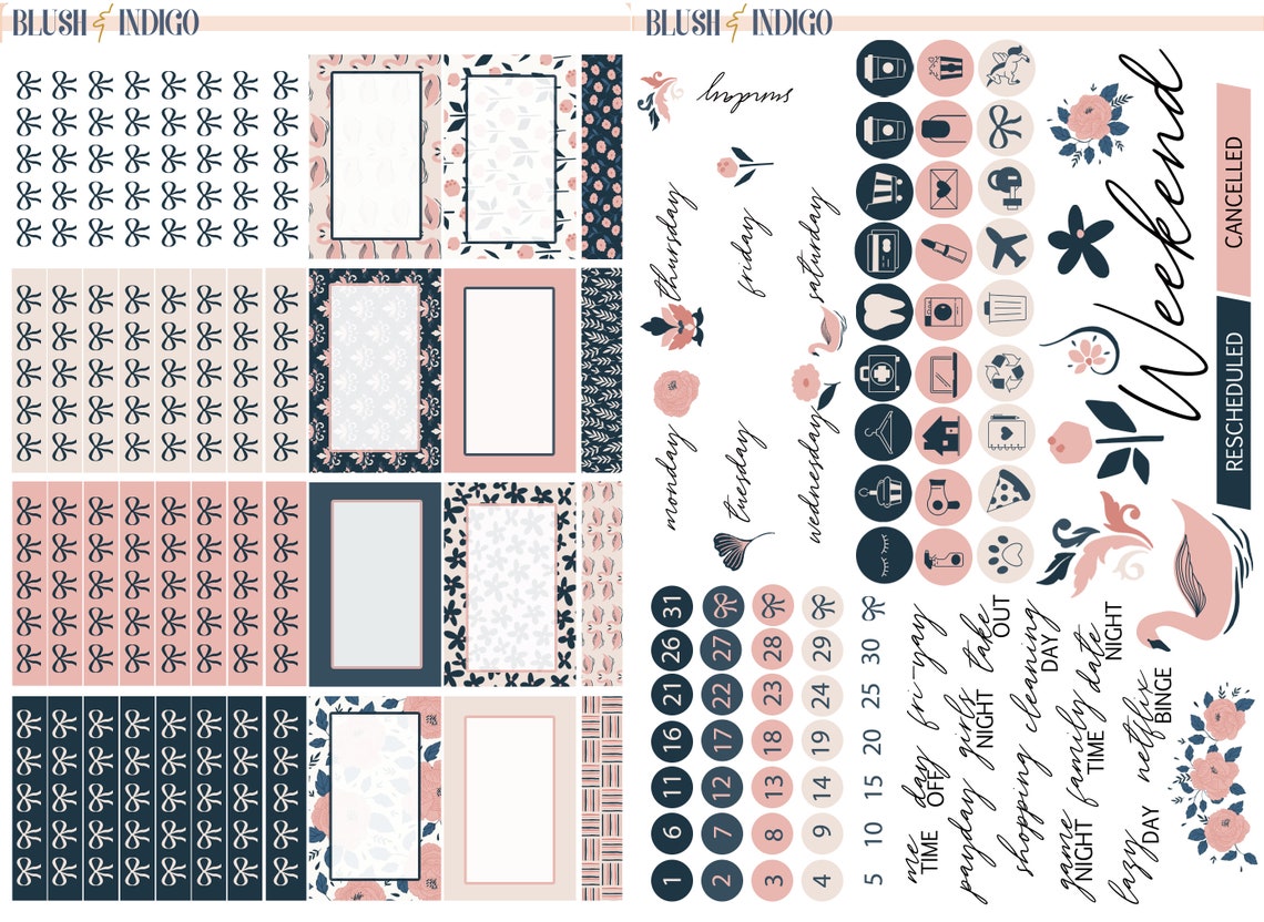 Blooming Printable Planner Stickers, Printable Weekly Stickers Kit ...