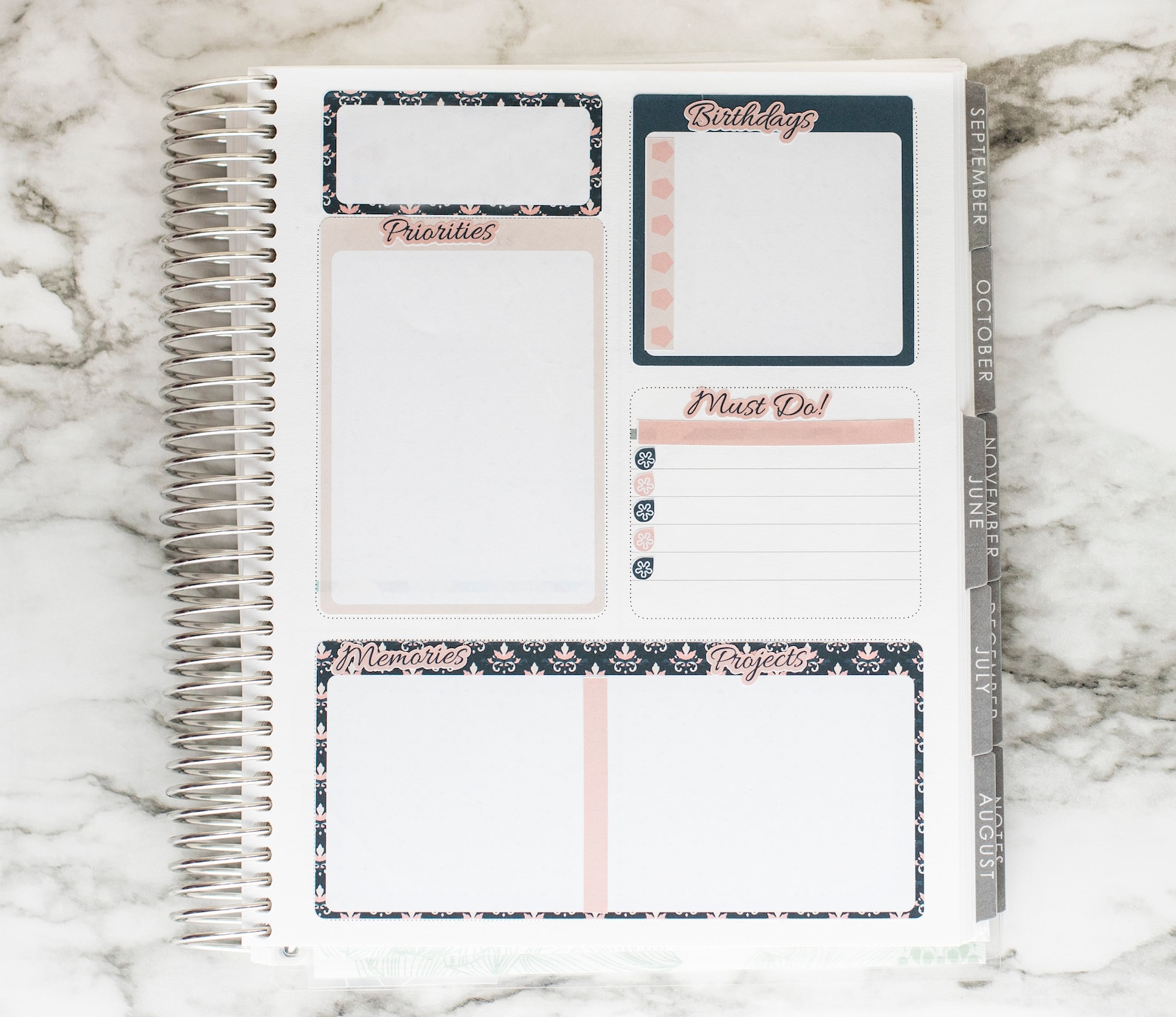 Printable Monthly Notes Dashboard Page Kit Planner | Etsy