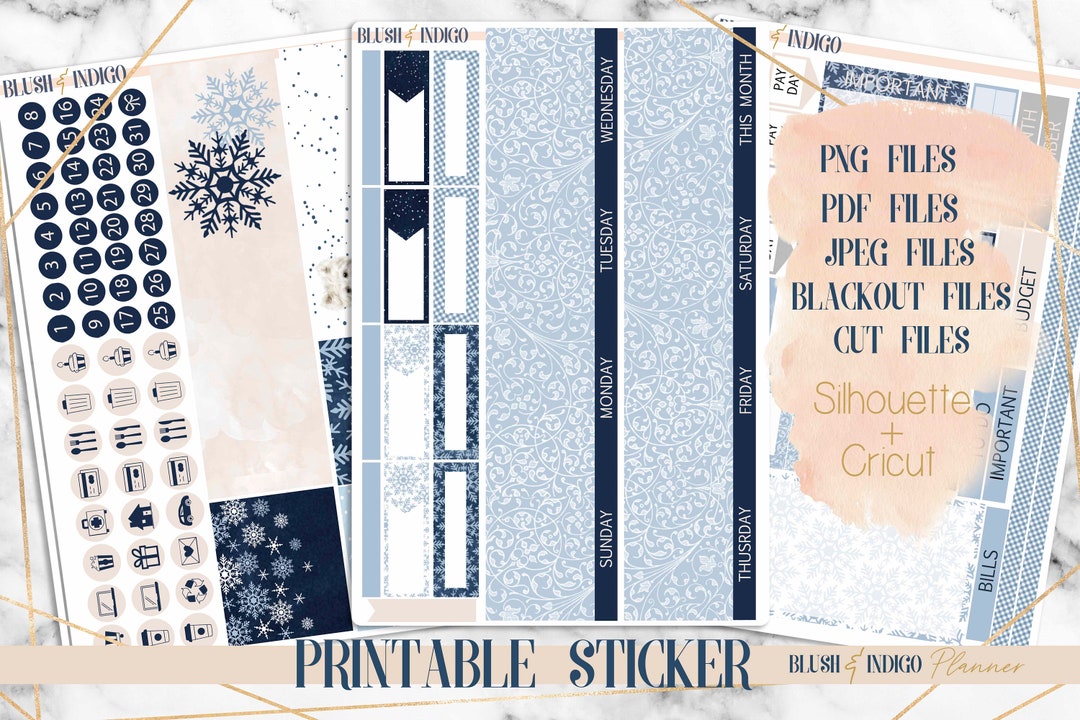 FIRST SNOW Printable Planner Stickers, Printable Monthly Stickers Kit ...