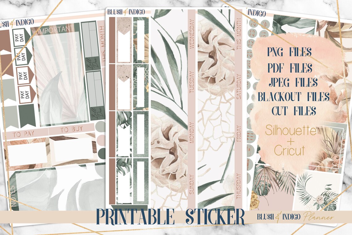 OASIS Printable Planner Stickers, Printable Monthly Stickers Kit, Fits ...