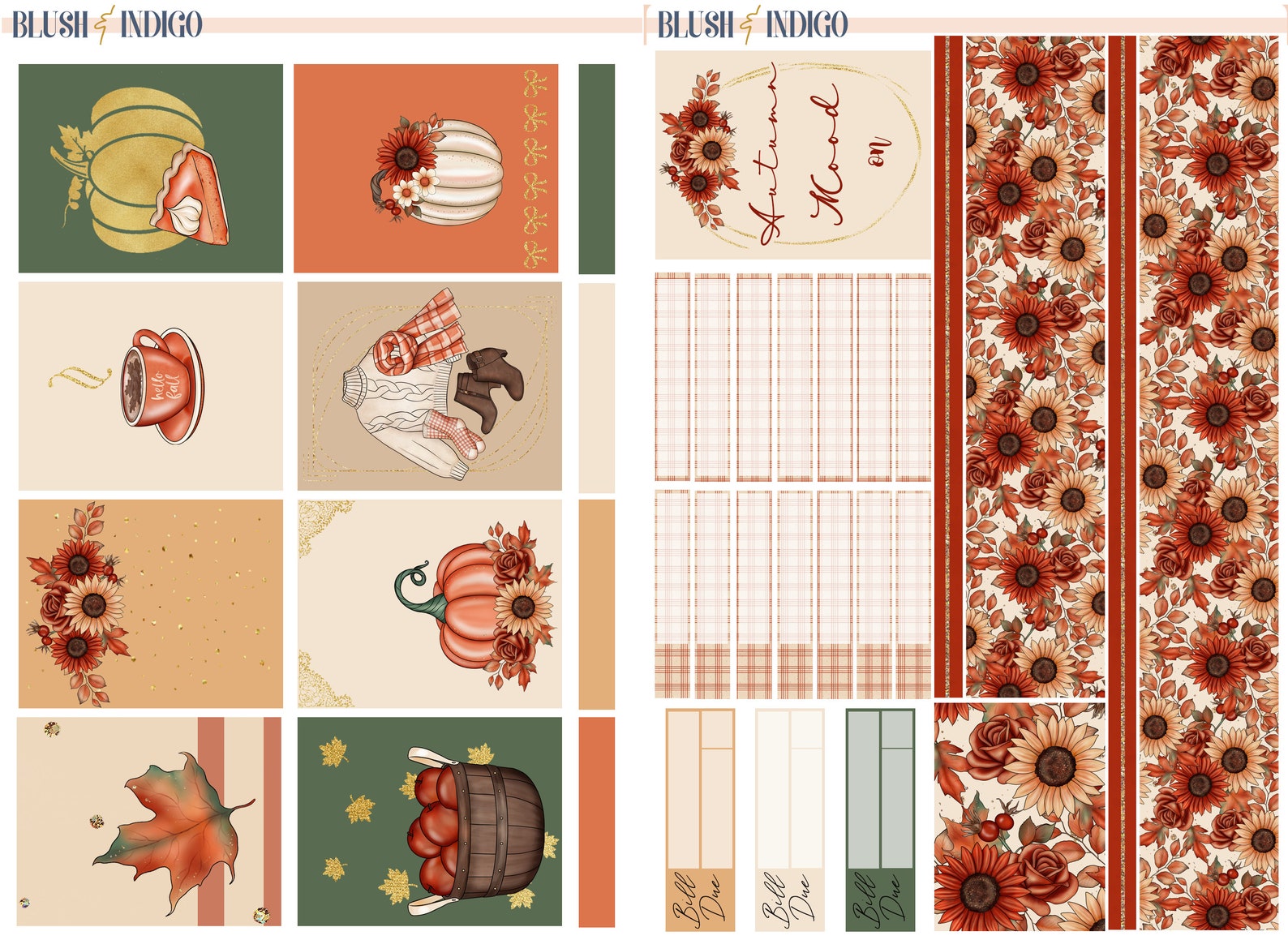 Hello Fall Printable Planner Stickers Vertical Weekly Planner - Etsy