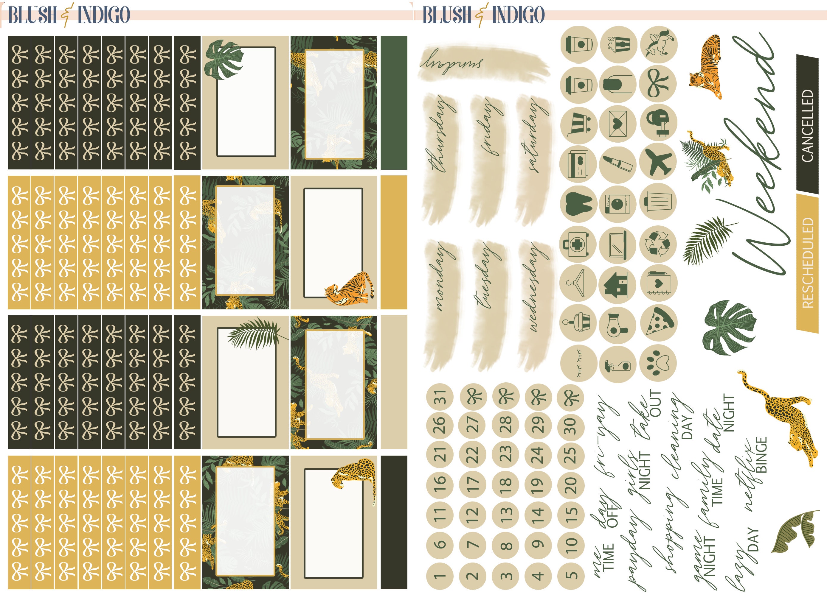 Jungle Tiger Printable Planner Stickers Printable Weekly - Etsy