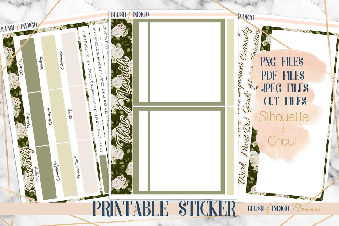 Printable Monthly Notes - Dashboard Page Kit | Planner Stickers (for ...