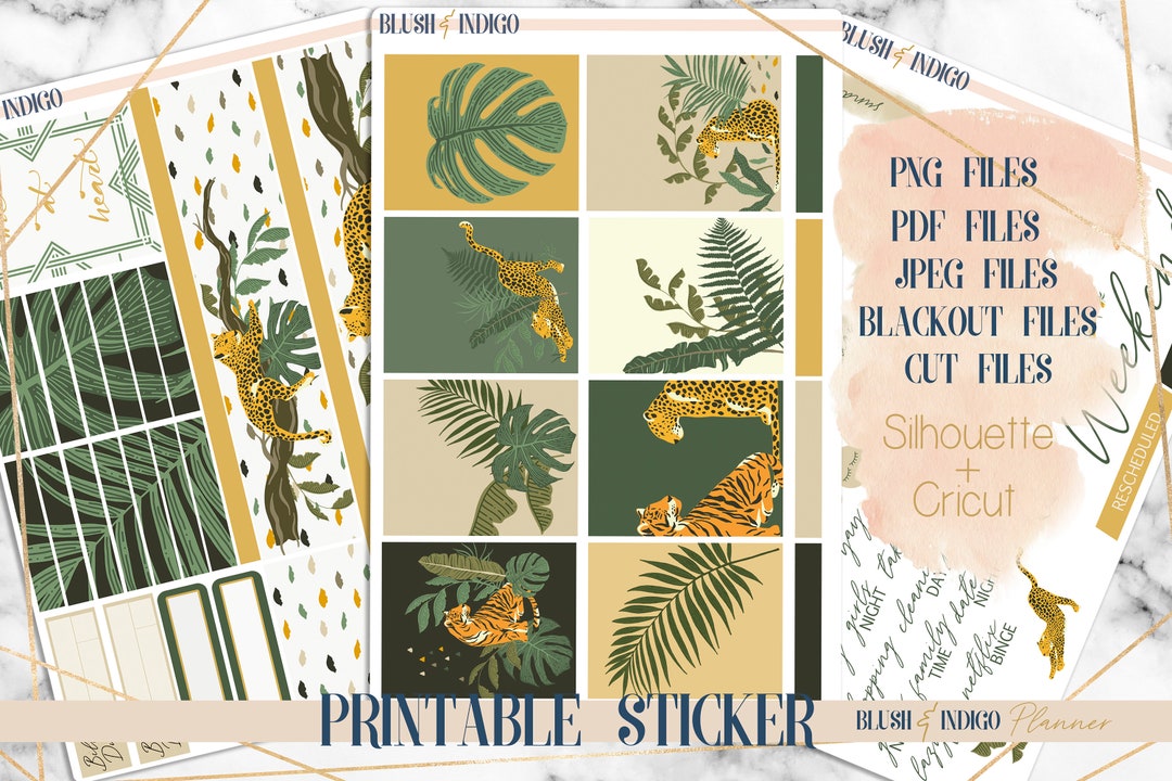 Jungle Tiger Printable Planner Stickers, Printable Weekly Stickers Kit ...