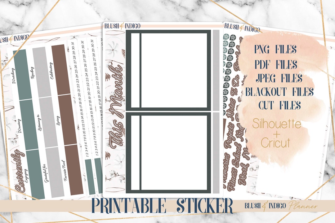 Printable Monthly Notes - Dashboard Page Kit | Planner Stickers for ...