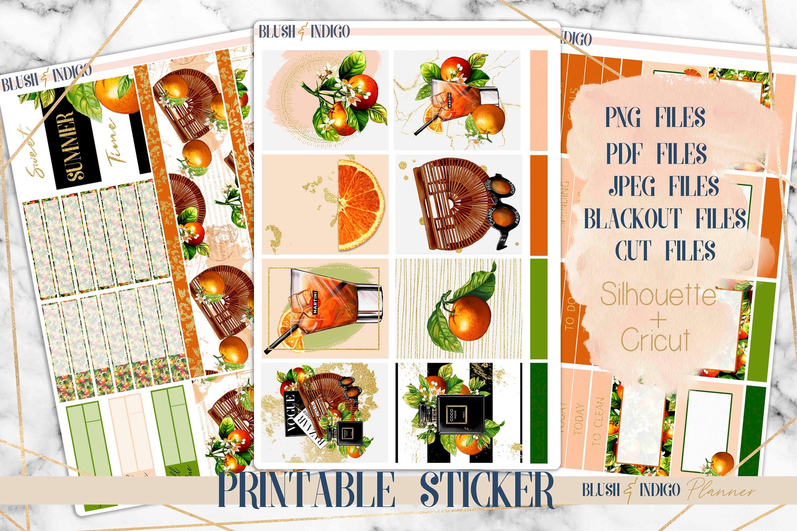 Summer Citrus Printable Planner Stickers, Printable Weekly Stickers Kit ...