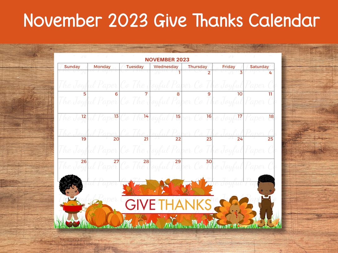 November 2023 Give Thanks Printable Calendar Planner - Etsy UK