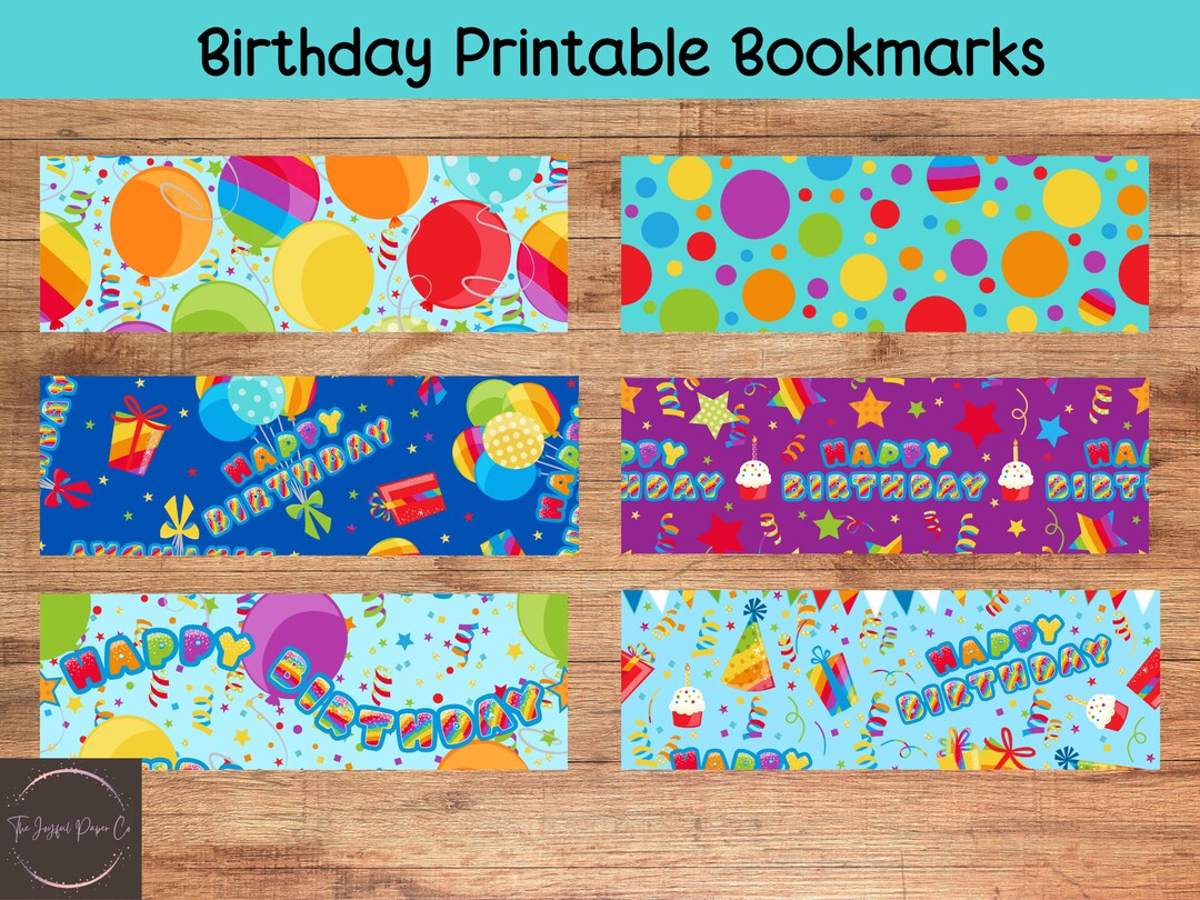 Birthday Printable Bookmarks, Birthday Pattern Bookmarks, Digital ...