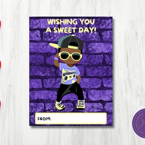 Black Boy Hip Hop Valentine's Day Cards, Hip Hop Valentines, Party ...