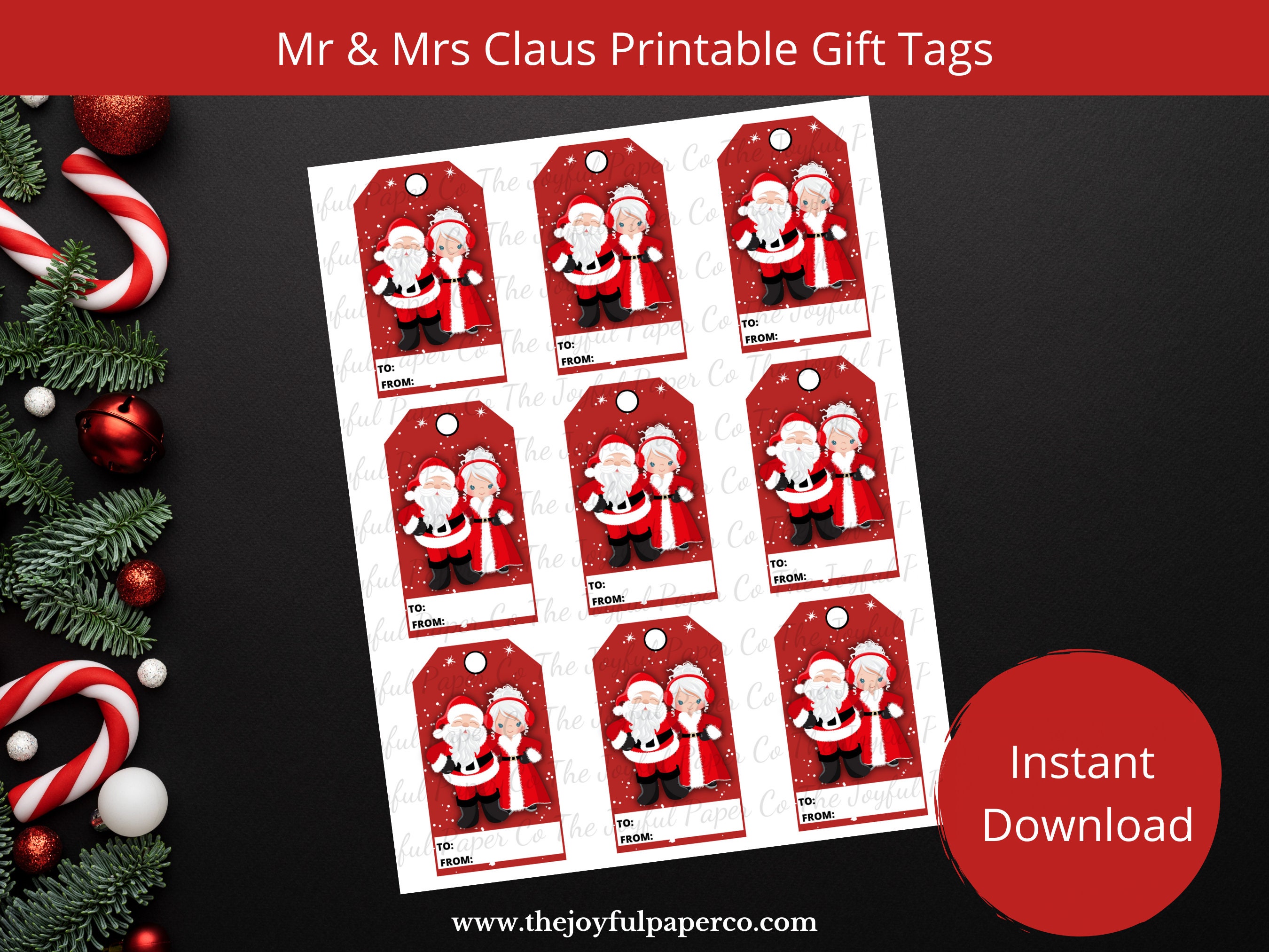 Printable Mr & Mrs Claus Gift Tags Christmas Gift Tags Santa | Etsy