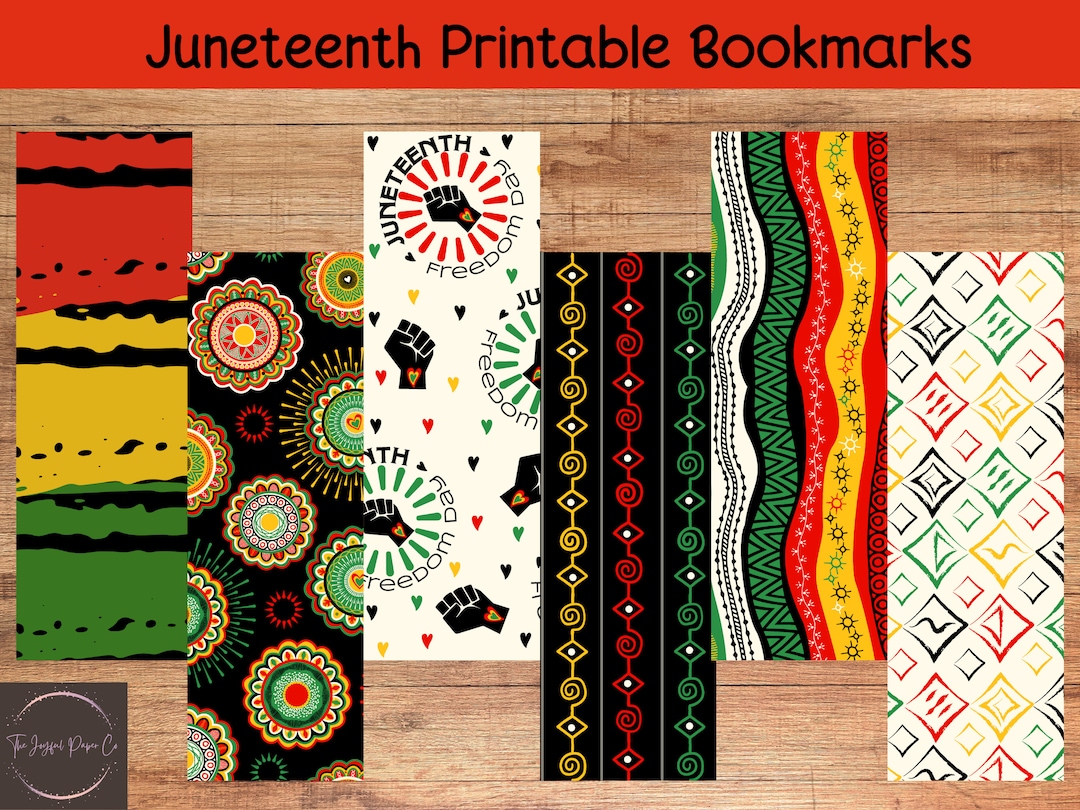 Juneteenth Printable Bookmarks, Juneteenth Pattern Bookmarks, Digital ...