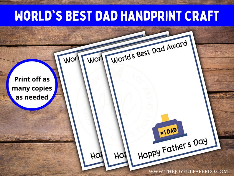 World's Best Dad Award Father's Day Handprint Craft - Etsy