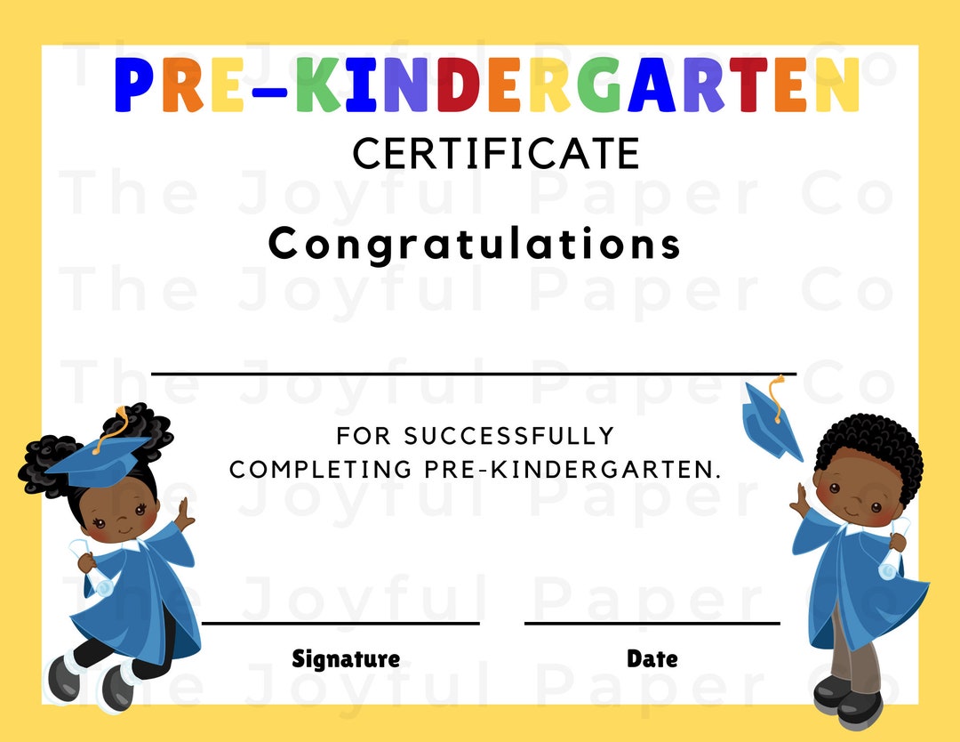 Pre-k Graduation Certificate, Diploma, Promotion, Keepsake, African ...