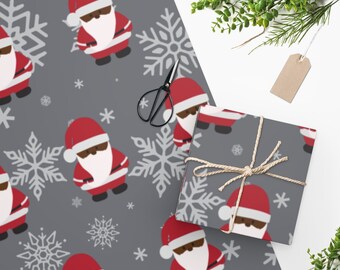 Black Santa Wrapping Paper - Etsy