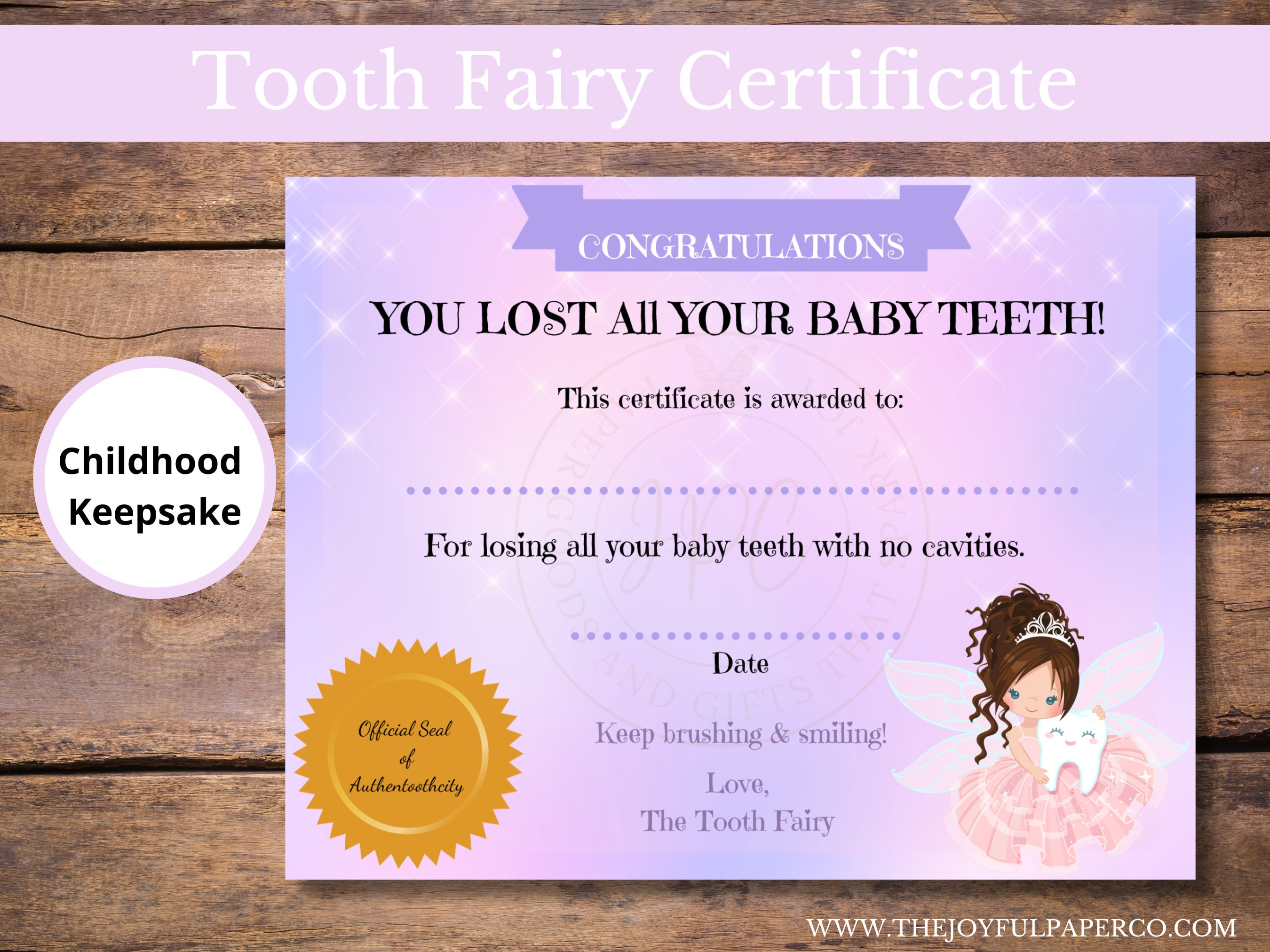 Lost Tooth Certificate Free