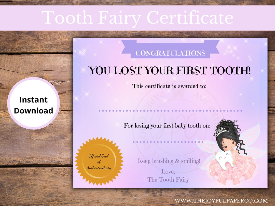 Editable Tooth Fairy Certificate, Tooth Fairy, First Tooth, Tooth ...