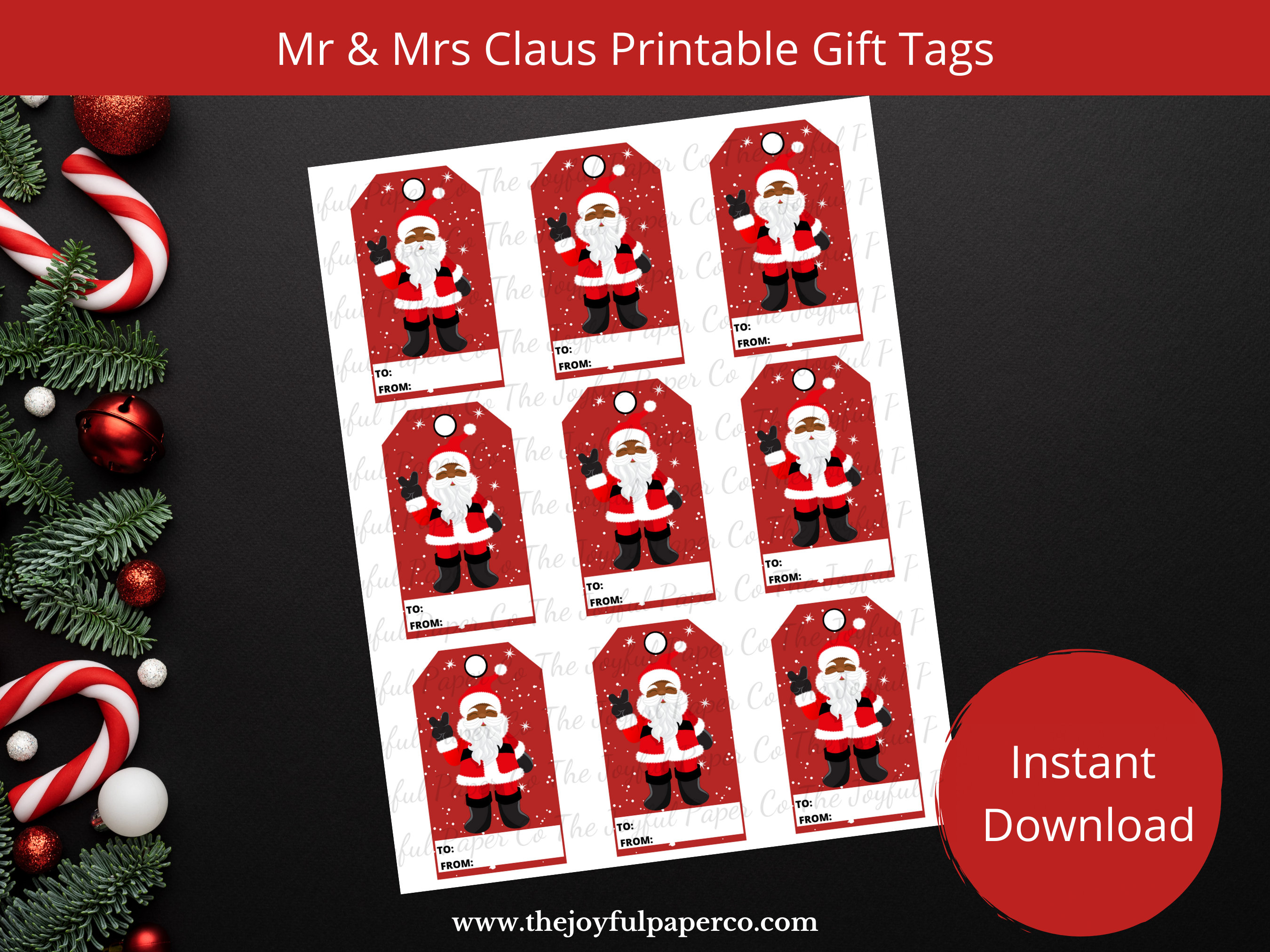 Printable Mr & Mrs Claus Gift Tags, Christmas Gift Tags, Santa Gift ...