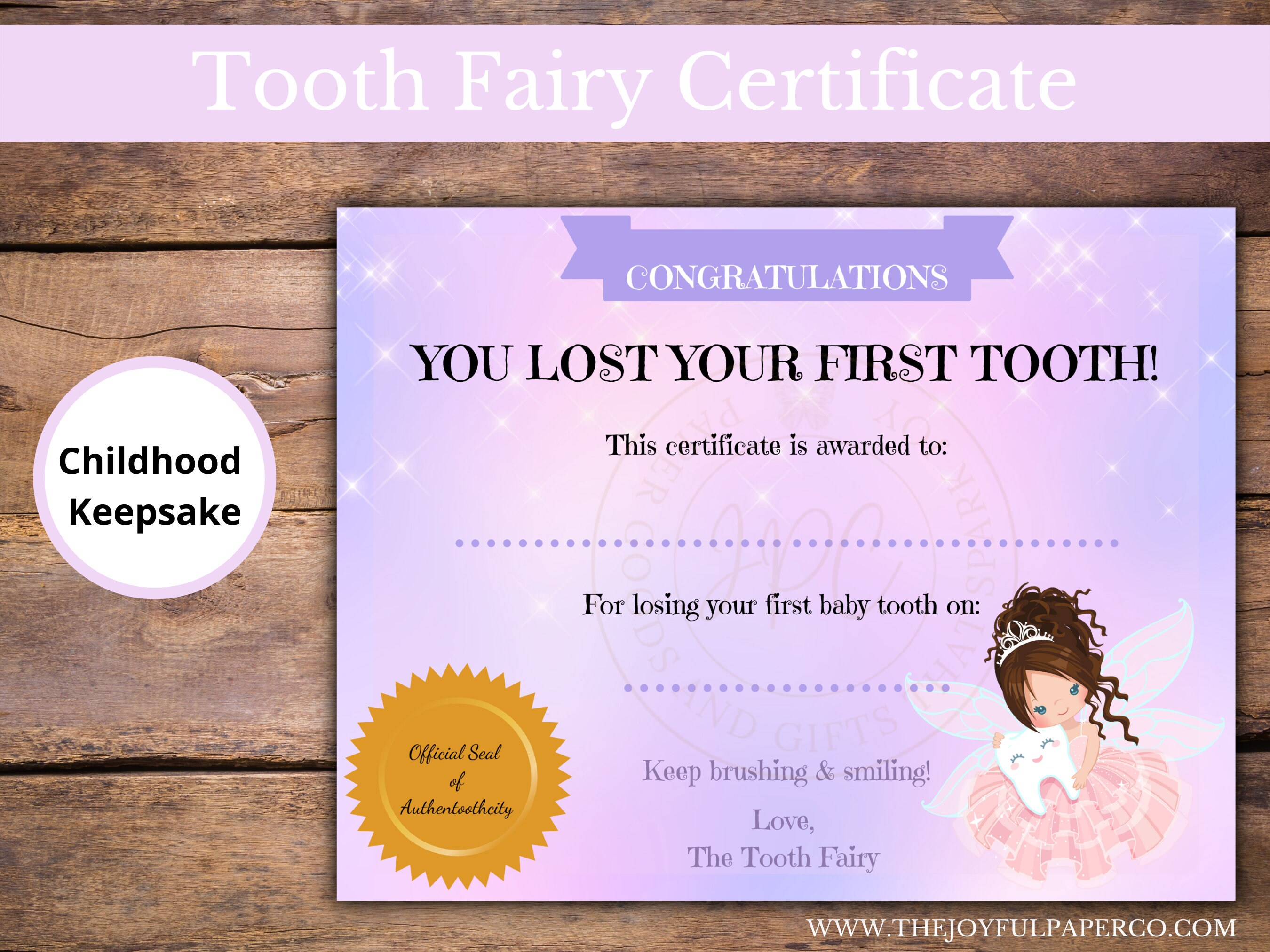 Editable Tooth Fairy Certificate, Tooth Fairy, First Tooth, Tooth ...