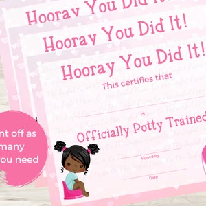 Editable Potty Training Certificate, Diploma, Keepsake, African ...