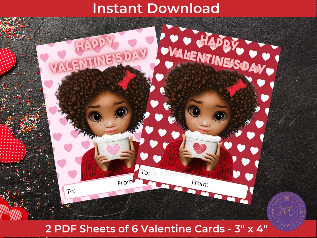 Black Girl Love Valentine's Day Cards, Black Girl Valentines, Party ...