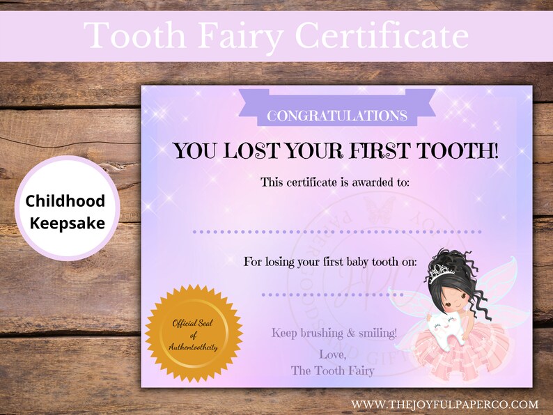 Editable Tooth Fairy Certificate, Tooth Fairy, First Tooth, Tooth ...