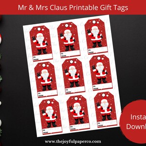 Printable Mr & Mrs Claus Gift Tags, Christmas Gift Tags, Santa Gift ...