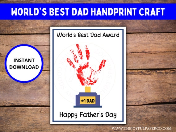 World's Best Dad Award Father's Day Handprint Craft - Etsy