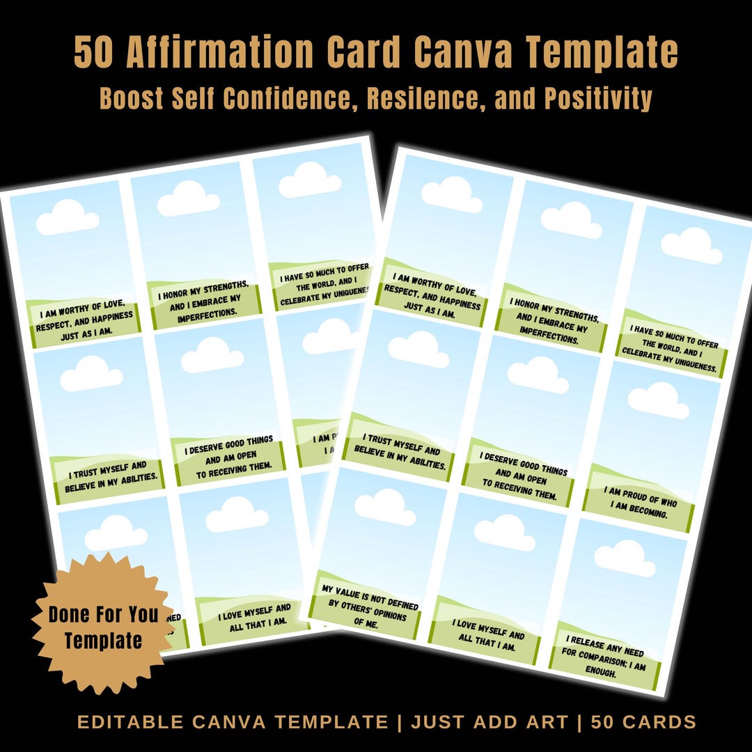 Editable Canva Affirmation Card Templates | Done-for-you Affirmation ...