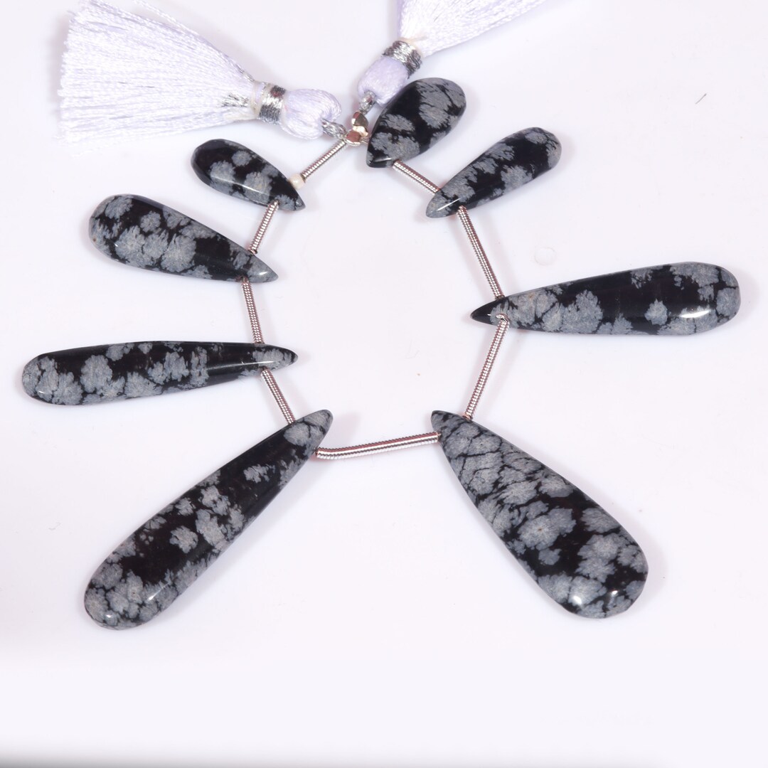 Snowflake Jasper Smooth Pear Shape Beads Gemstone, Snowflake Beads ...