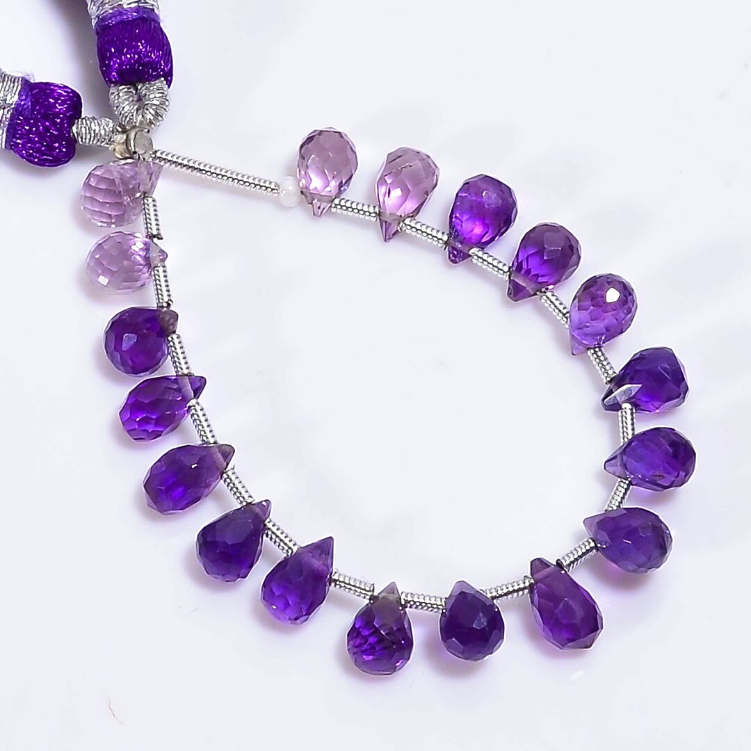 Natural Amethyst Gemstone Teardrop Shape Faceted Beads, Amethyst ...