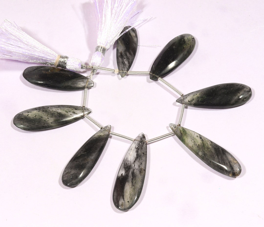 Green Rutile Quartz Smooth Pear Shape Beads , Green Rutile Quartz ...