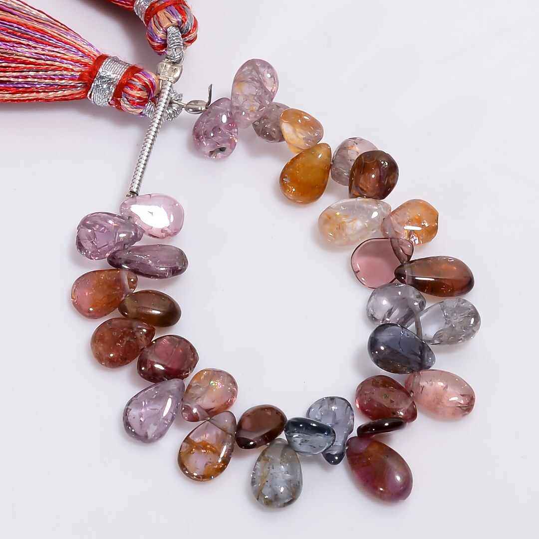 Natural Mystic Spinel Pear Shape Gemstone Beads, Multi Spinel Smooth ...