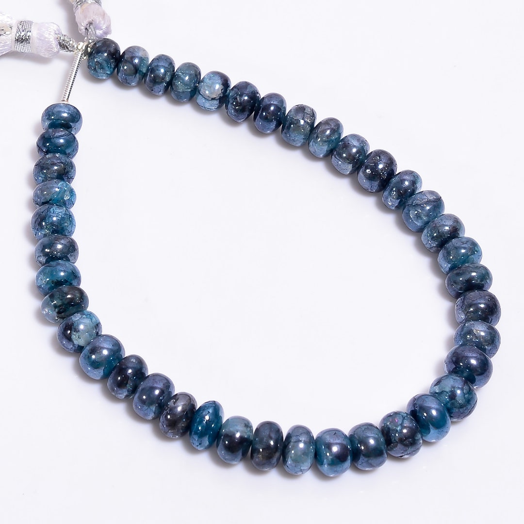 Blue Quartz Beads, Natural Blue Quartz Gemstone Rondelle Smooth Beads ...