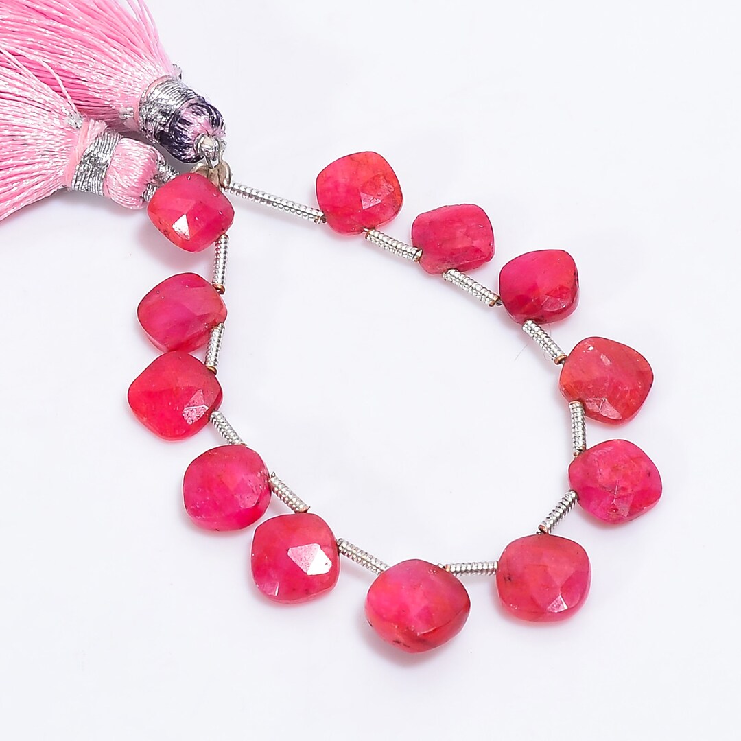 Natural Dyed Ruby Gemstone Cushion Shape Faceted Beads, Dyed Ruby ...