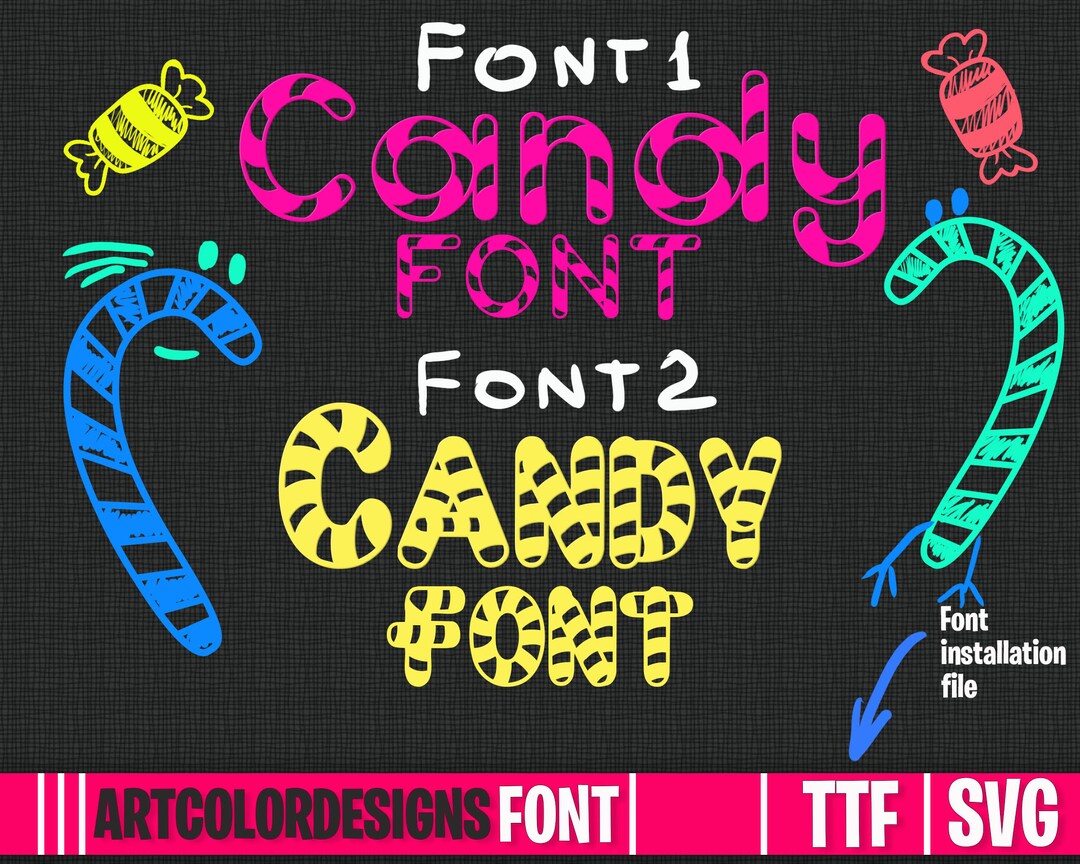 Candy Font SVG TTF Files Alphabet Letters Numbers Font Cricut - Etsy Canada