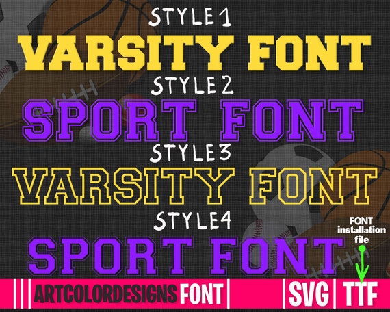 Varsity Sport University College Bundle Font SVG TTF Setup | Etsy