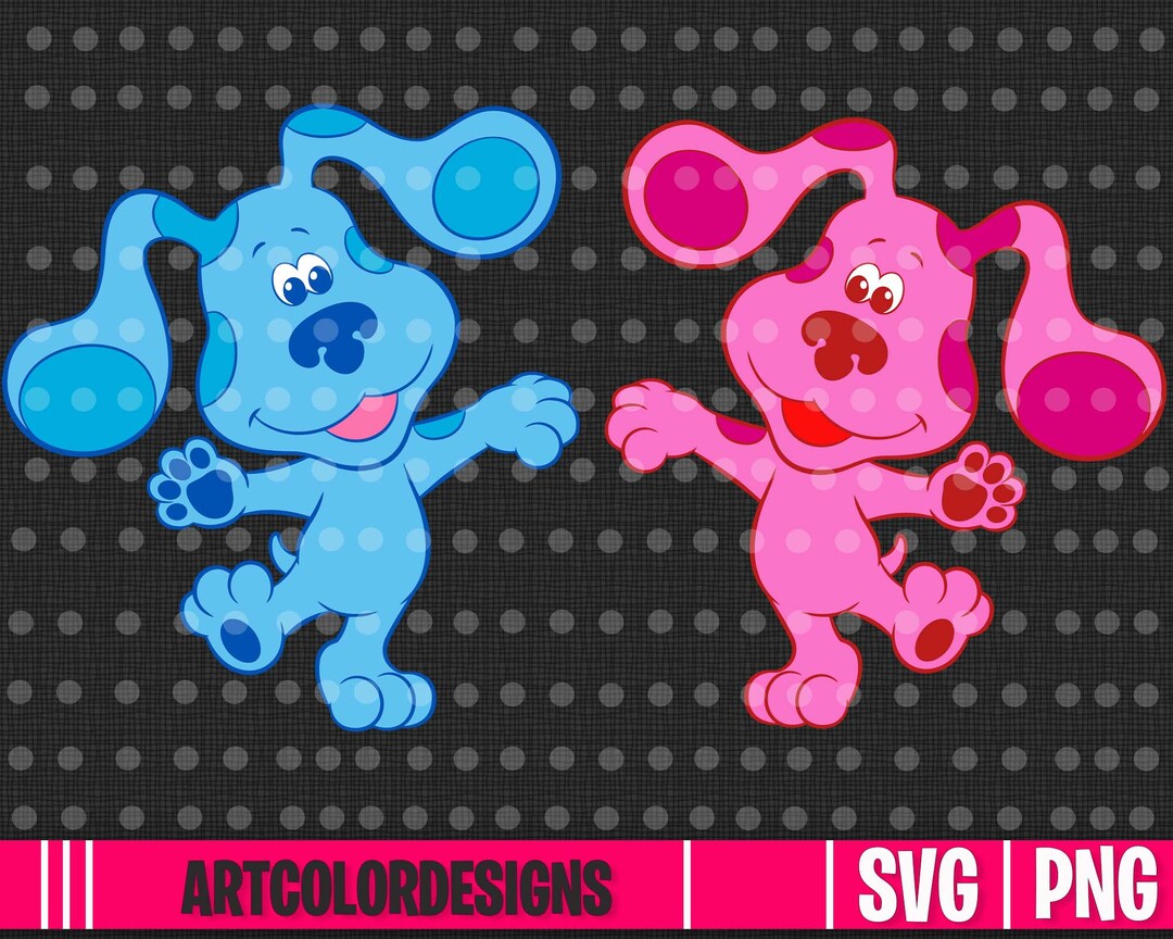 SVG PNG Files Blue Dog Pink Dog Famous Character Movie Dog Svg - Etsy