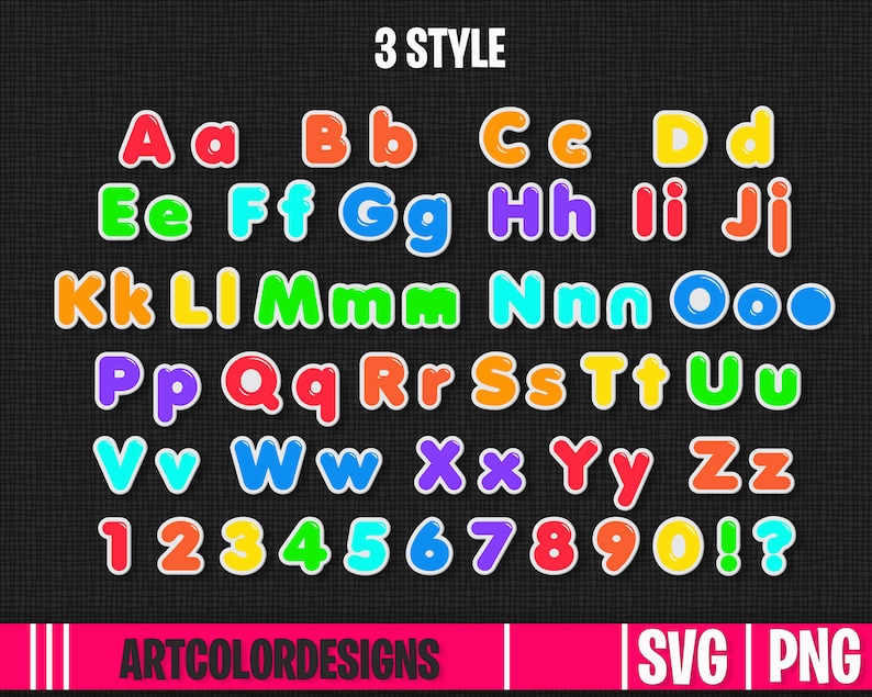 SVG PNG Alphabet Letters Numbers Cartoon Kids Children's - Etsy